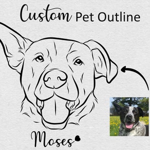 Custom Pet Outline Drawing, Dog Head Drawing, Pet Tattoo Design, Cat ...