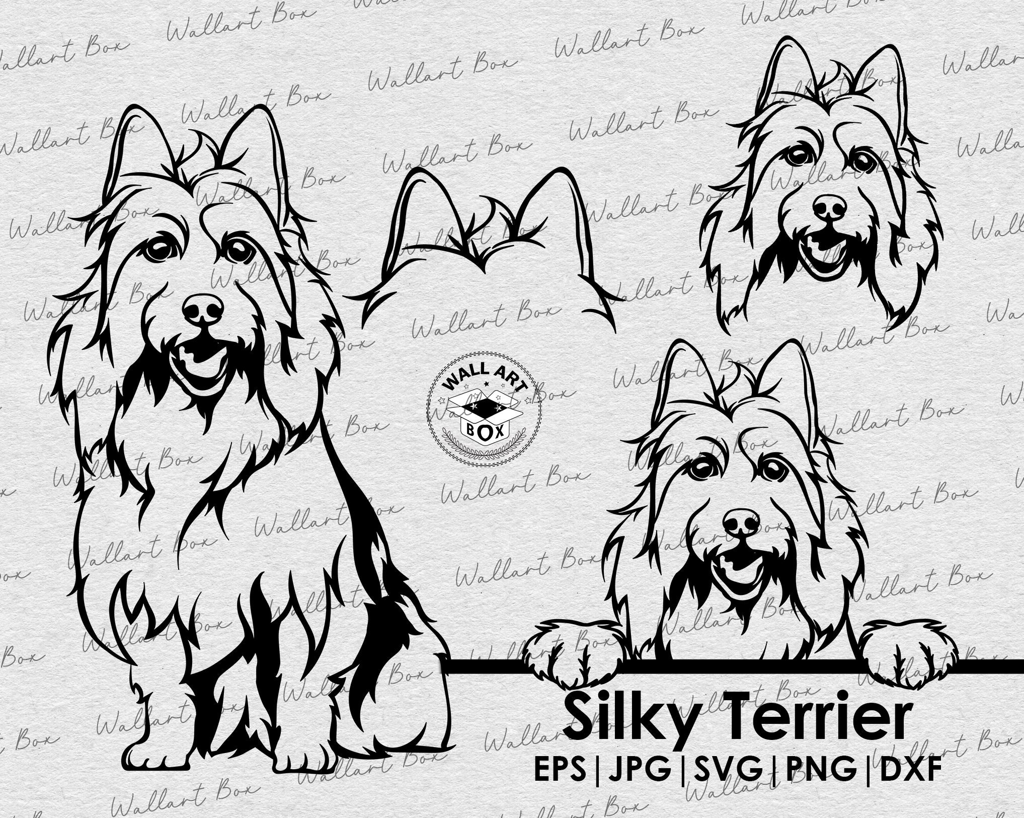 Silky Terrier Dog Svg| Dog Svg Files for Cricut| Peeking Dog Clipart ...