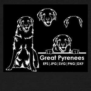 Great Pyrenees Dog Head, Full Body, Peeking, Dog Ear, Files Cricut ...