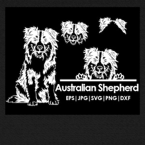 Australian Shepherd Dog Head, Full Body, Peeking, Dog Ear, Files Cricut ...