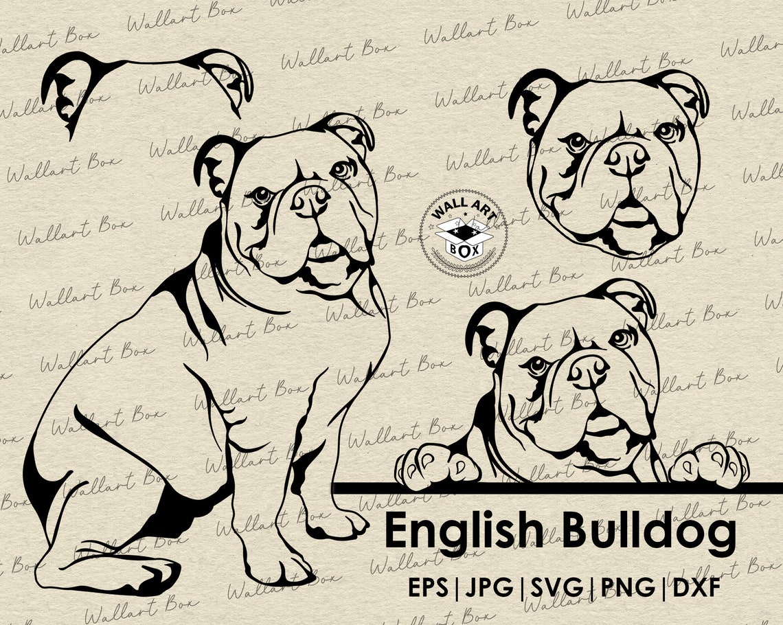 English Bulldog Svg Cut File Dog Peeking for Cricut| Bulldog Full Body ...