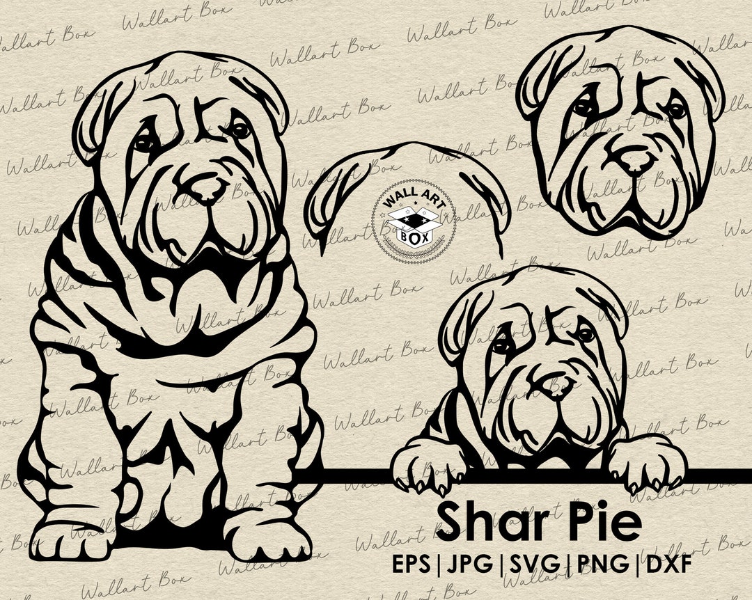 Shar Pie Dog SVG Cricut| Cute Puppy Clipart| Vector Image DXF Download ...