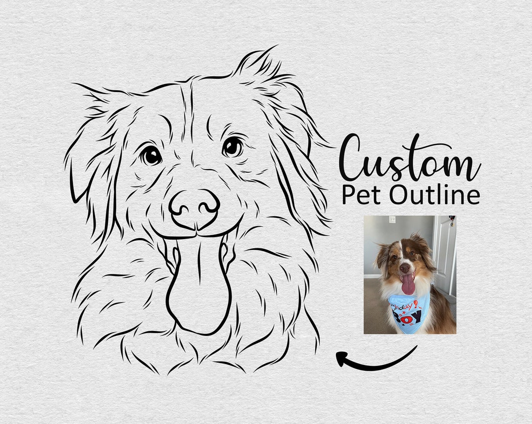 Custom Pet Outline Drawing, Dog Ear Drawing, Pet Tattoo Design, Cat ...