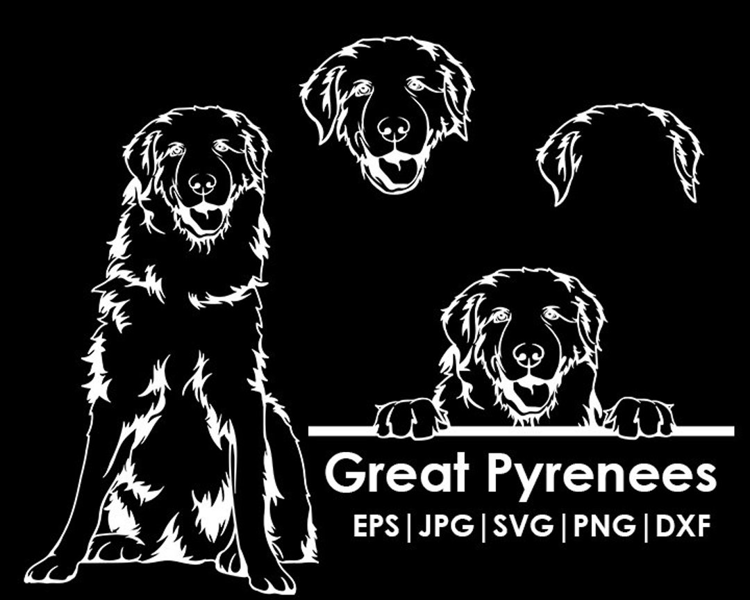 Great Pyrenees Dog Head, Full Body, Peeking, Dog Ear, Files Cricut ...