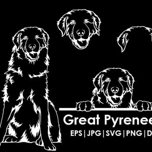 Great Pyrenees Dog Head, Full Body, Peeking, Dog Ear, Files Cricut ...