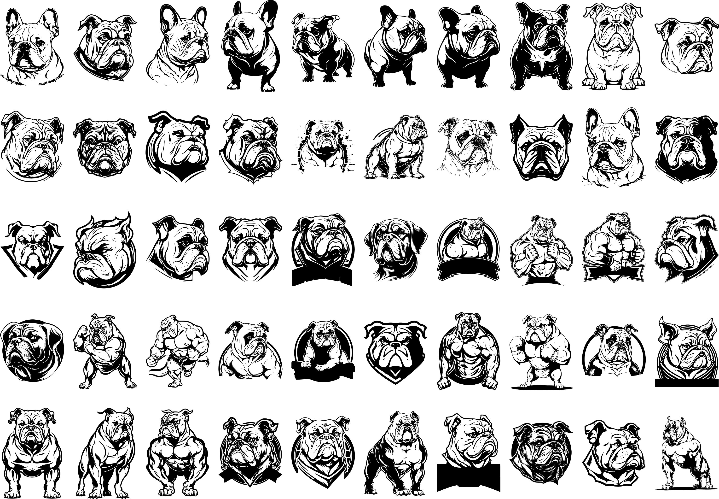 Bulldog Logo Svg Bundle Dog Svg Files for Cricutdog Clipart - Etsy ...