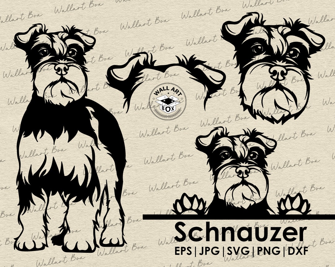 Schnauzer Svg- Face-dog Svg Files for Cricut- Peeking Dog Full Body ...