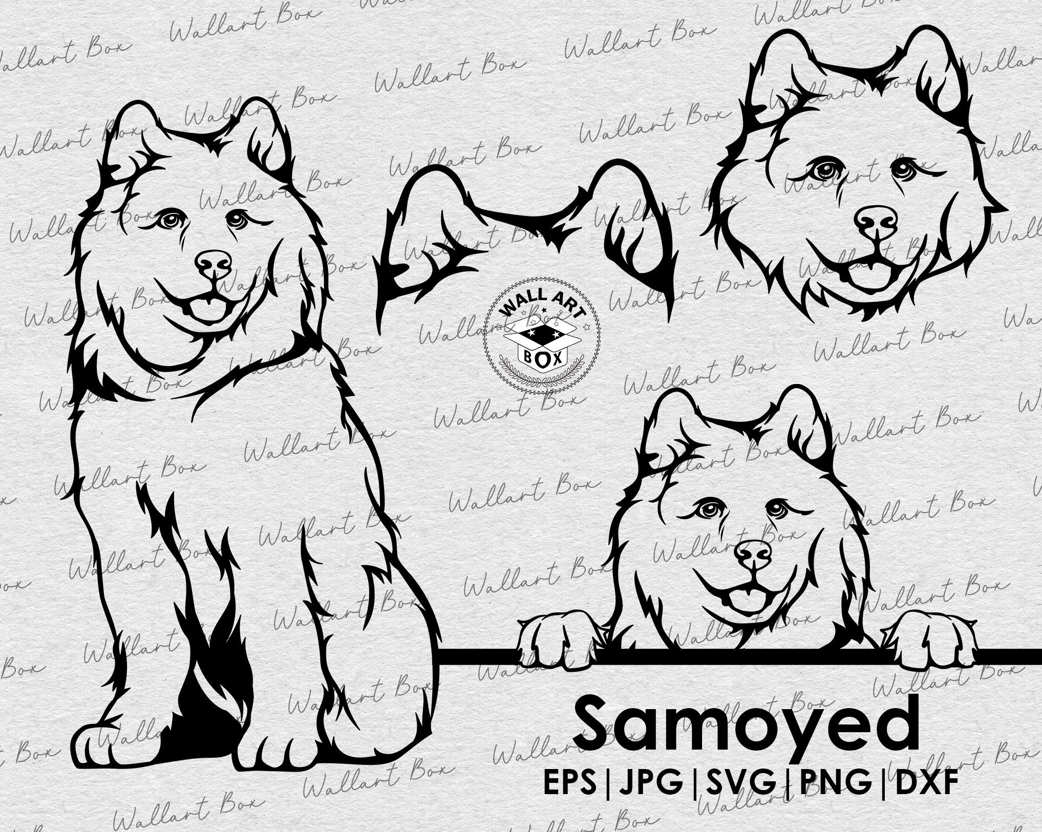 Samoyed Svg Dog Full Body Peeking Head Ears Files for Cricut - Etsy