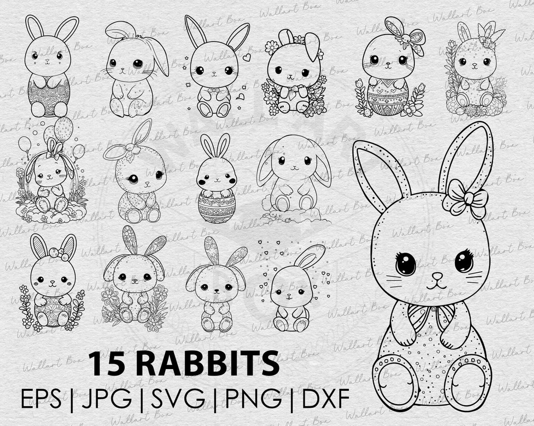 Cute Easter Bunny Svg Bundle Floral Rabbit Svg Files For Cricut