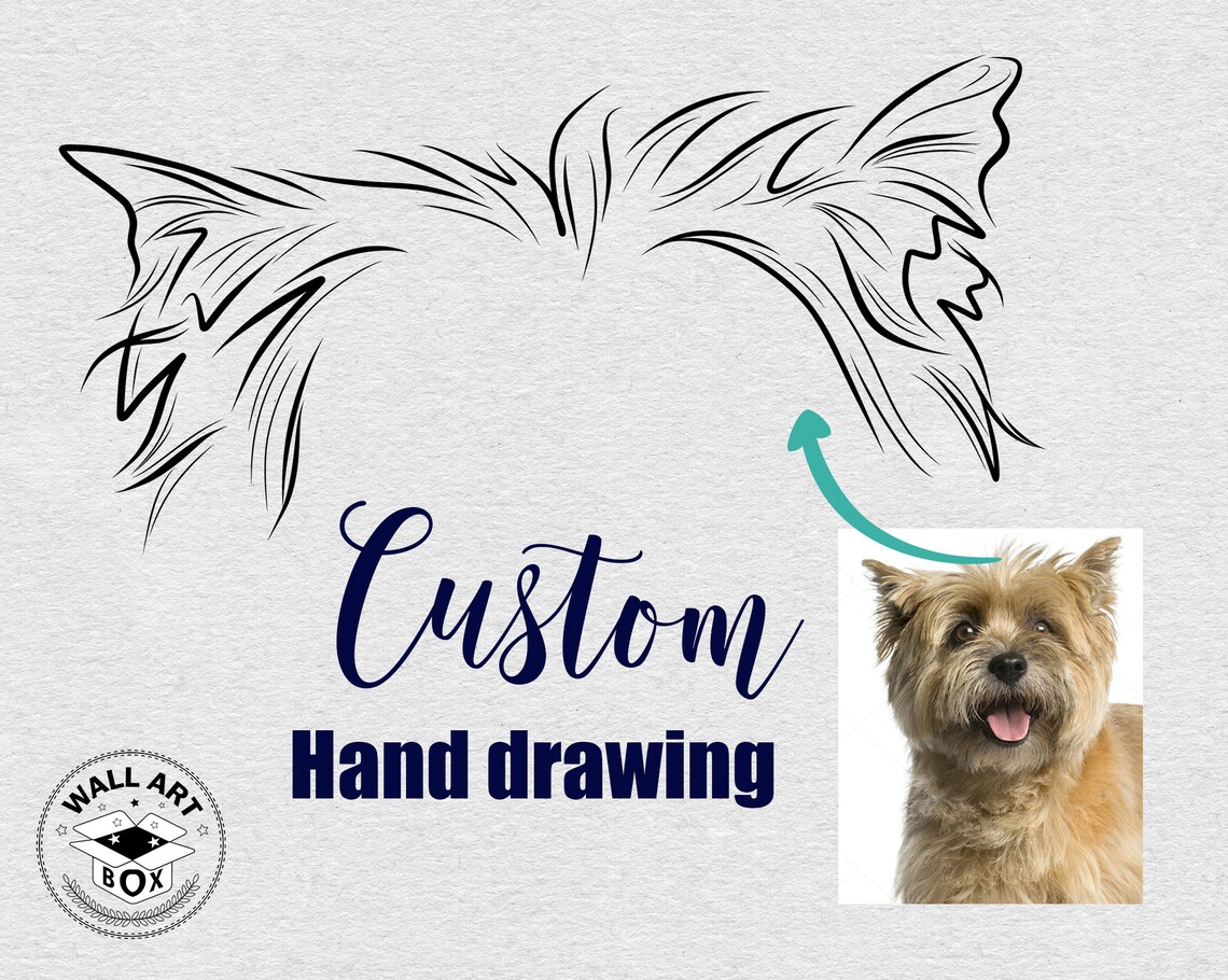 Pet Line Drawing,faceless Memorial Portrait,combin Photo,custom Line ...