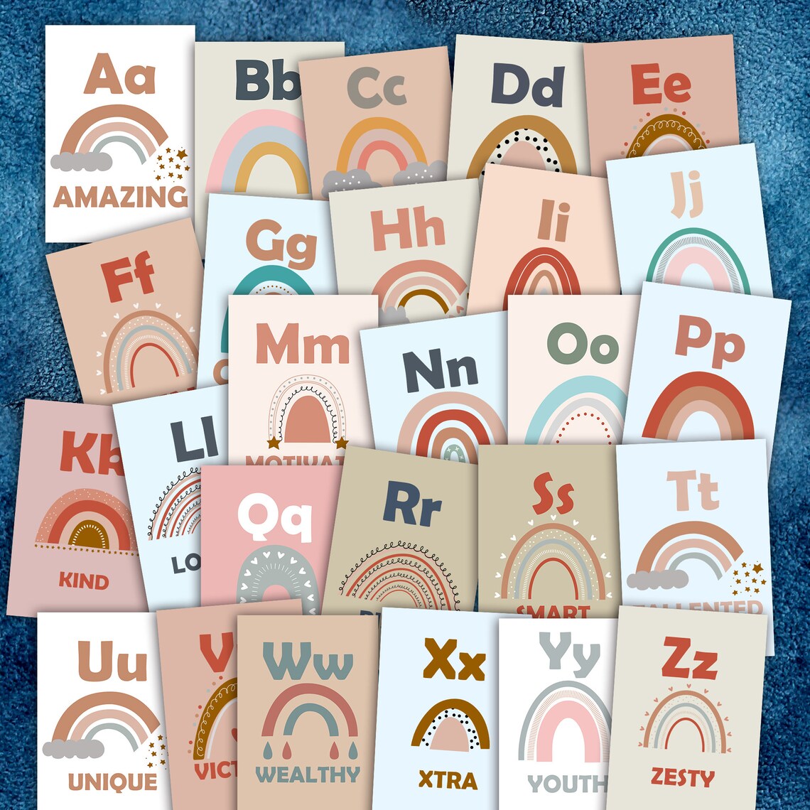 BOHO RAINBOW Alphabet Posters Neutral Rainbow Classroom | Etsy