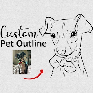 Custom Pet Outline Drawing, Dog Head Drawing, Pet Tattoo Design, Cat ...