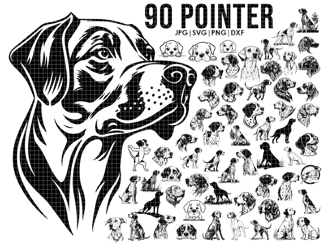 90 - Pointer Svg Bundle| Dog Svg Files for Cricut| Peeking Dog Clipart ...