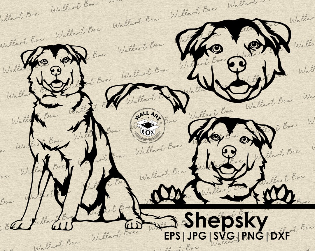 Shepsky Dog Svg| Dog Full Body Peeking Head Ears Files for Cricut ...