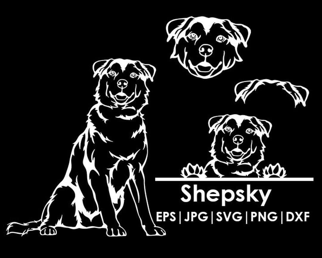 Shepsky Dog Head, Full Body, Peeking, Dog Ear, Files Cricut| Clipart ...