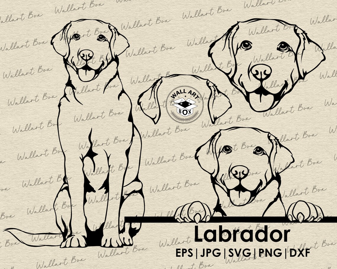 Labrador Svg| Dog Full Body Peeking Head Ears Files Cricut| Clipart ...