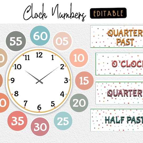 Classroom Clock Labels Clock Activity Rainbow Theme - Etsy