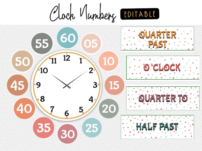 Classroom Clock Labels | Clock Activity | Rainbow Theme | Telling Time ...