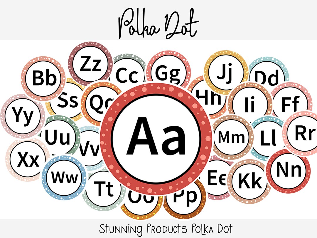 Polka Dots ABC Posters Classroom Decor Homeschool Decor Light Rainbow ...