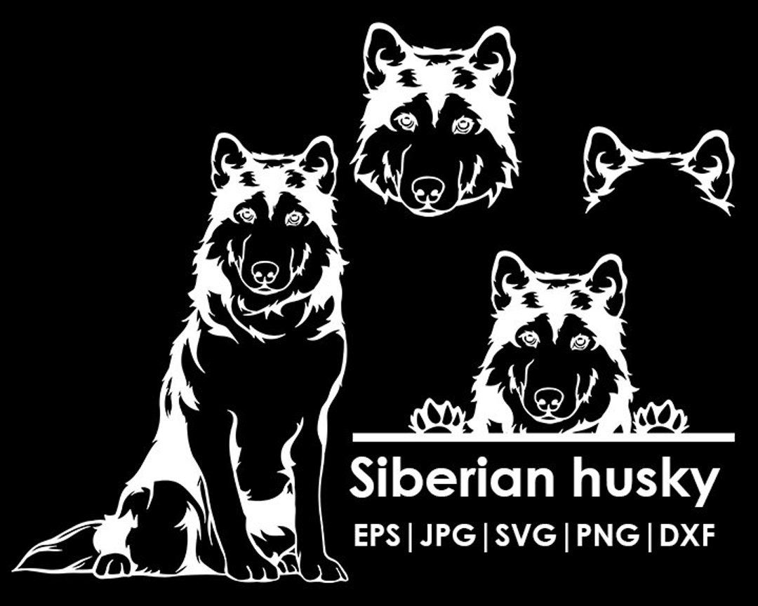 Siberian Husky Dog Head, Full Body, Peeking, Dog Ear, Files Cricut ...