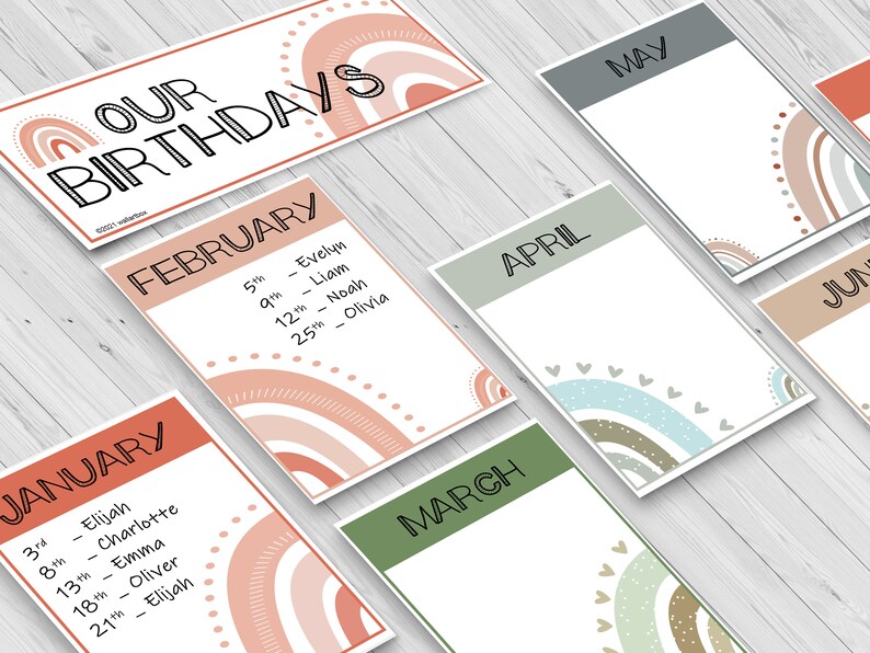 Boho Rainbow Birthday Classroom Display Classroom Monthly | Etsy