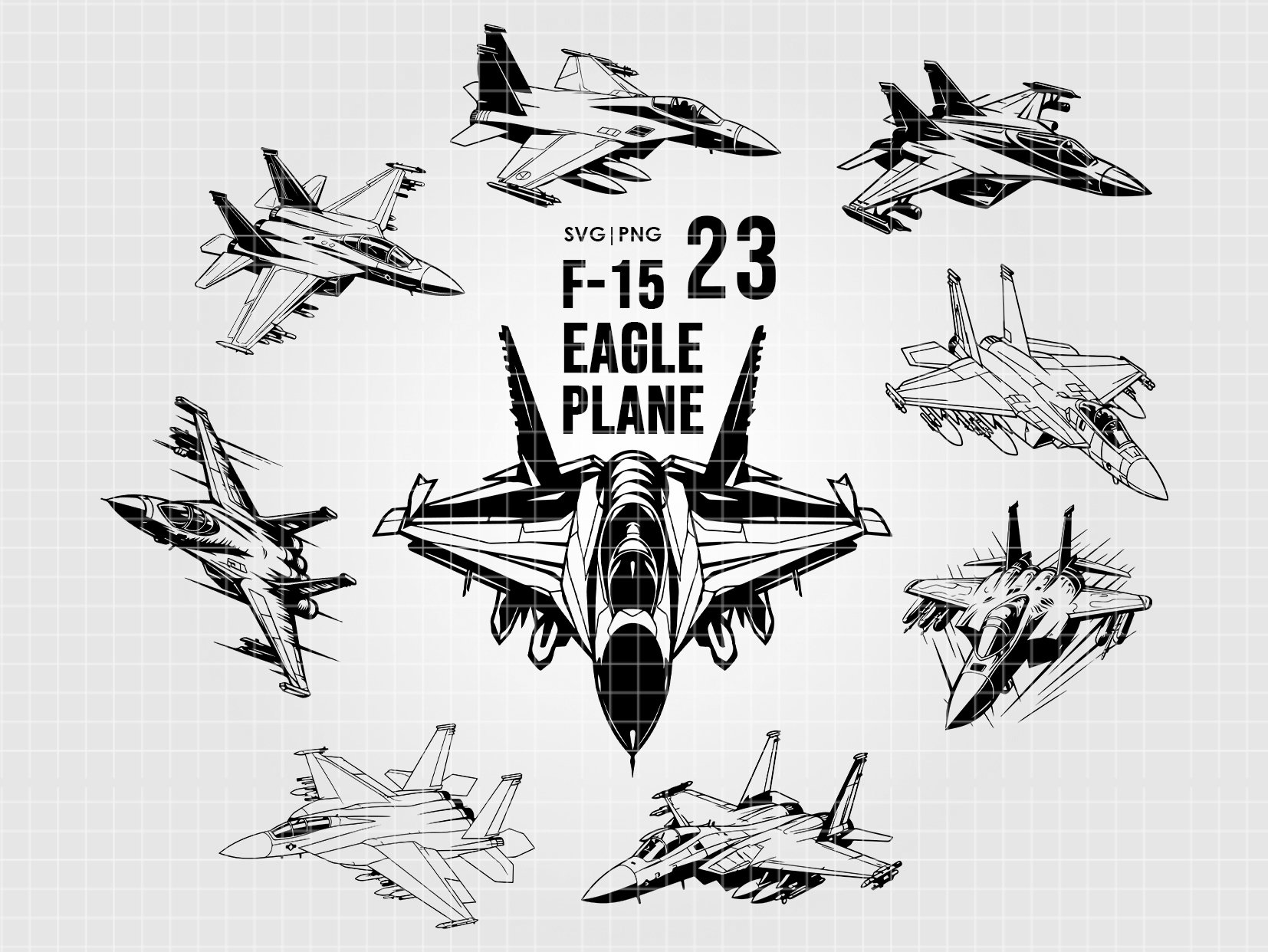 F-15 Eagle Plane Svg Bundle, Vector, Cricut, Digital Download, Png ...