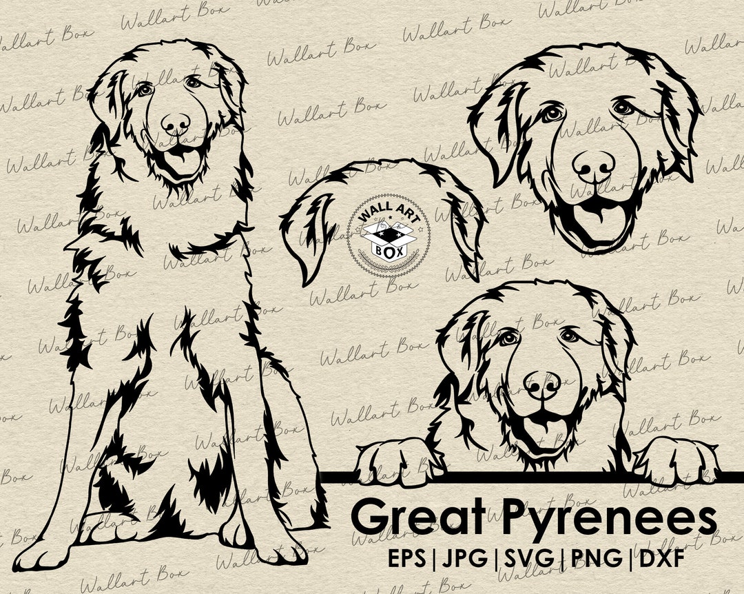 Great Pyrenees Svg| Dog Full Body Peeking Head Ears Files Cricut ...