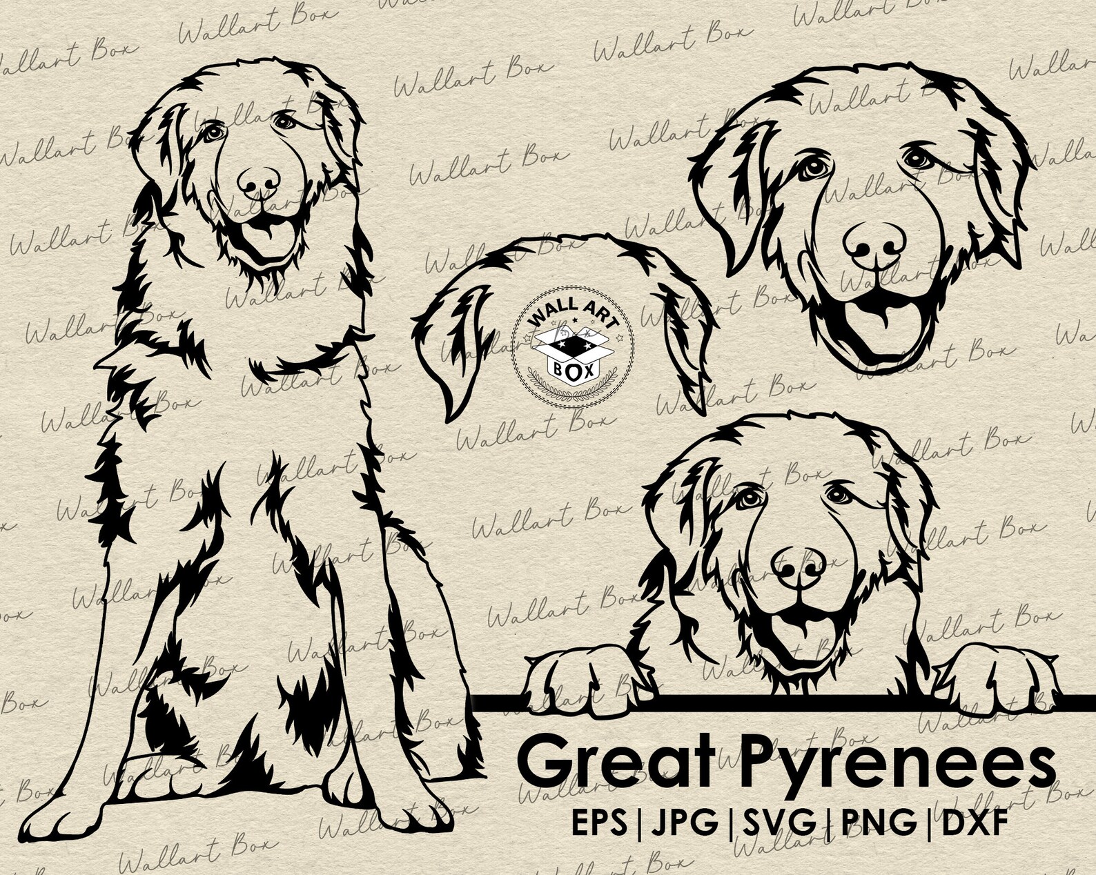 Great Pyrenees Svg Dog Full Body Peeking Head Ears Files - Etsy Ireland