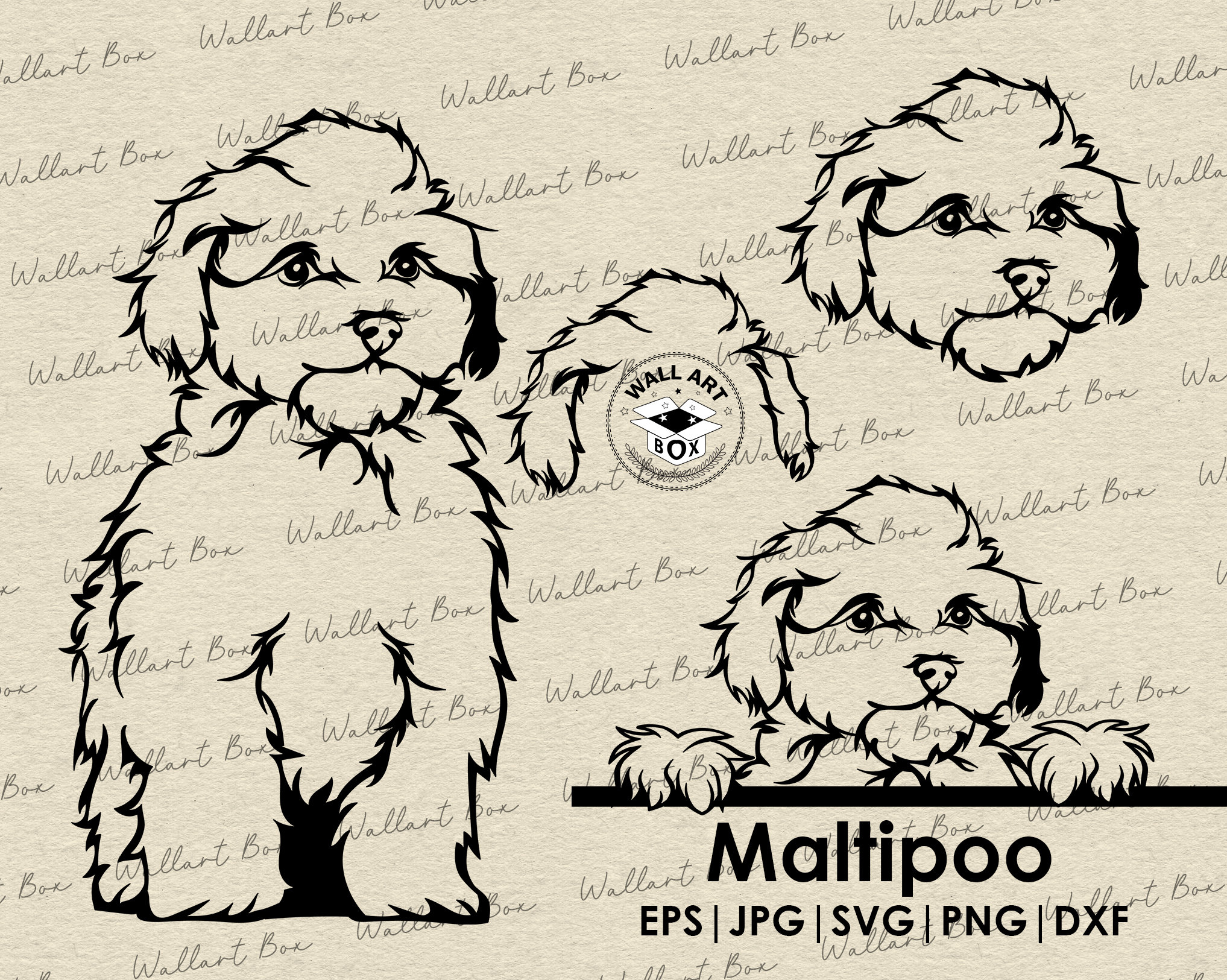 Maltipoo Dog Svg Dog Full Body Peeking Head Ears Files - Etsy UK
