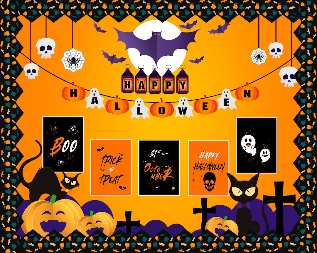 Halloween Bulletin Board Kit, Teacher Classroom Halloween Decor ...