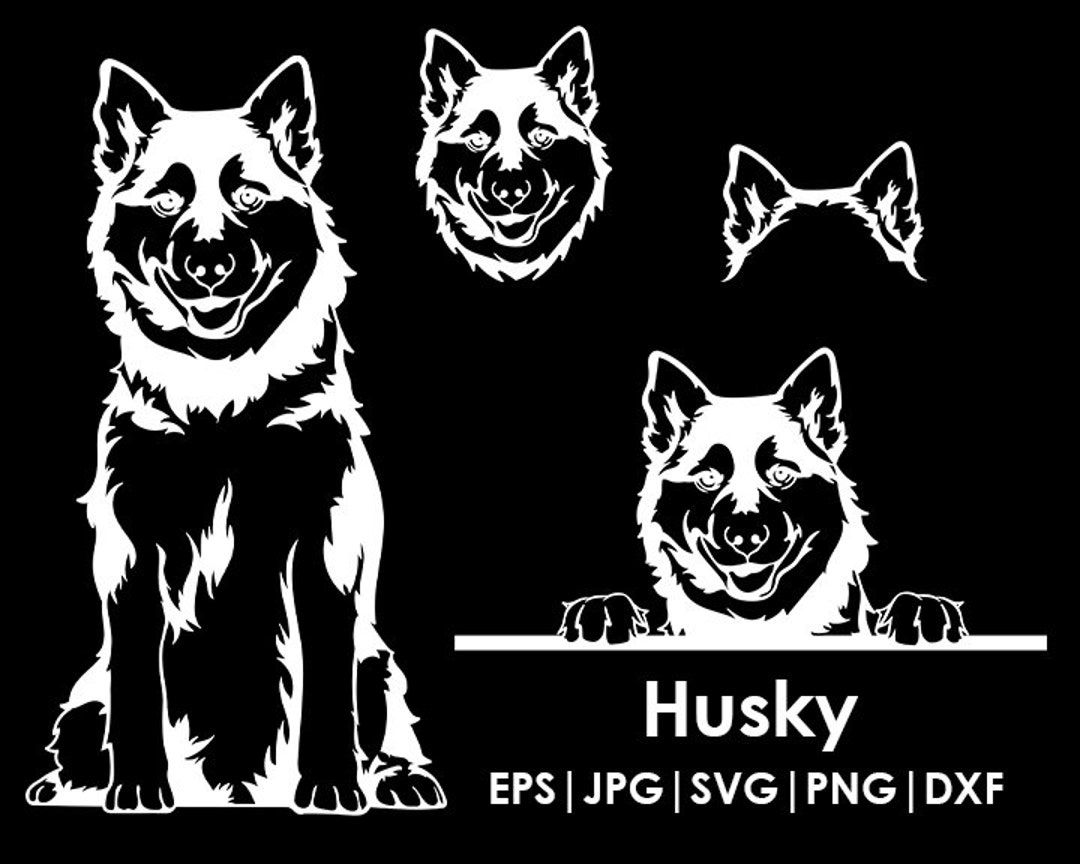 Husky Dog Head, Full Body, Peeking, Dog Ear, Files Cricut| Clipart ...
