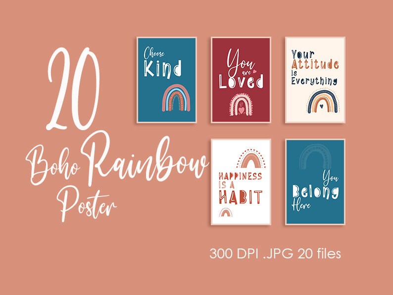 Inspirational Classroom Posters Bundle Boho Rainbow Classroom - Etsy Canada