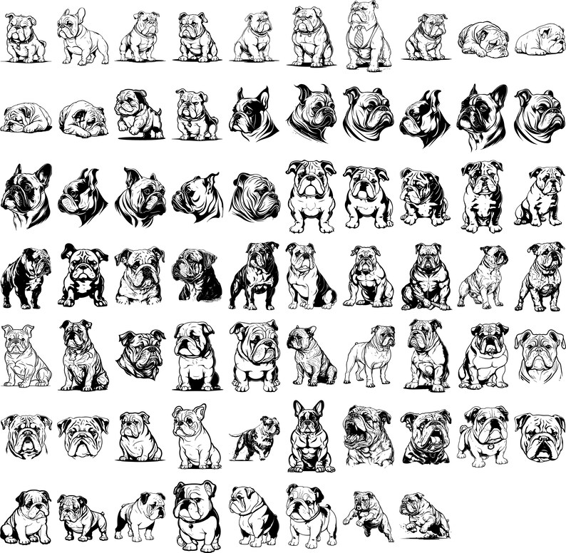 Bulldog Svg Bundle Dog Svg Files for Cricut| Peeking Dog Clipart Vector ...