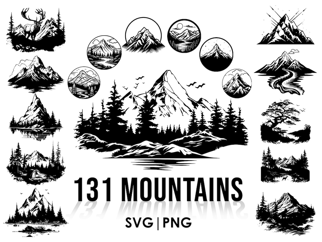 Mountains SVG, File for Cricut, for Silhouette, Cut Files, Forest ...