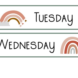 Boho Rainbow Days and Months Flashcards | Desert Neutral Classroom ...