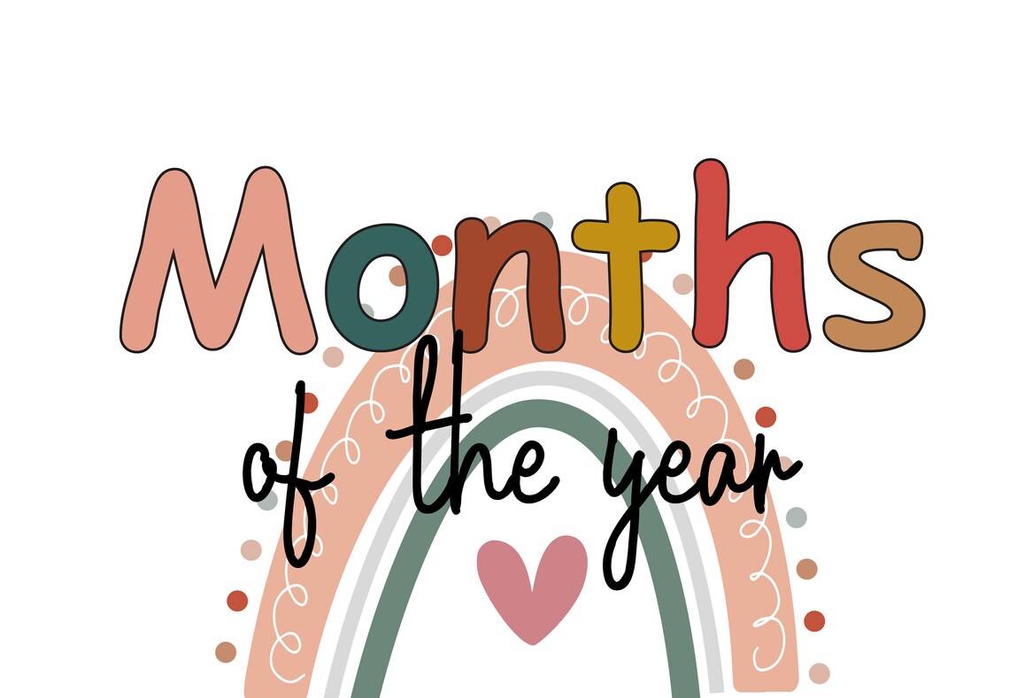 Boho Rainbow Days and Months Flashcards Desert Neutral | Etsy