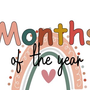 Boho Rainbow Days and Months Flashcards | Desert Neutral Classroom ...