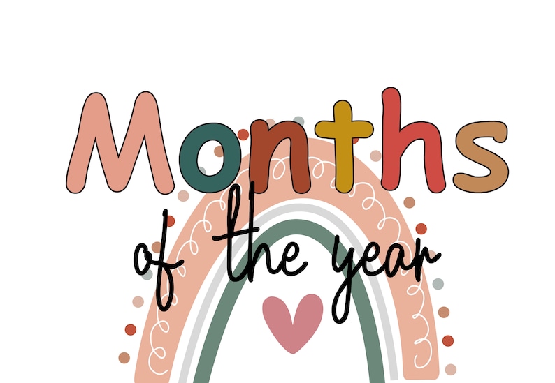 Boho Rainbow Days and Months Flashcards Desert Neutral | Etsy