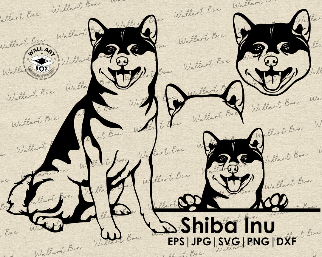 Shiba Inu Svg Dog Full Body Peeking Head Ears Files for Cricut| Clipart ...