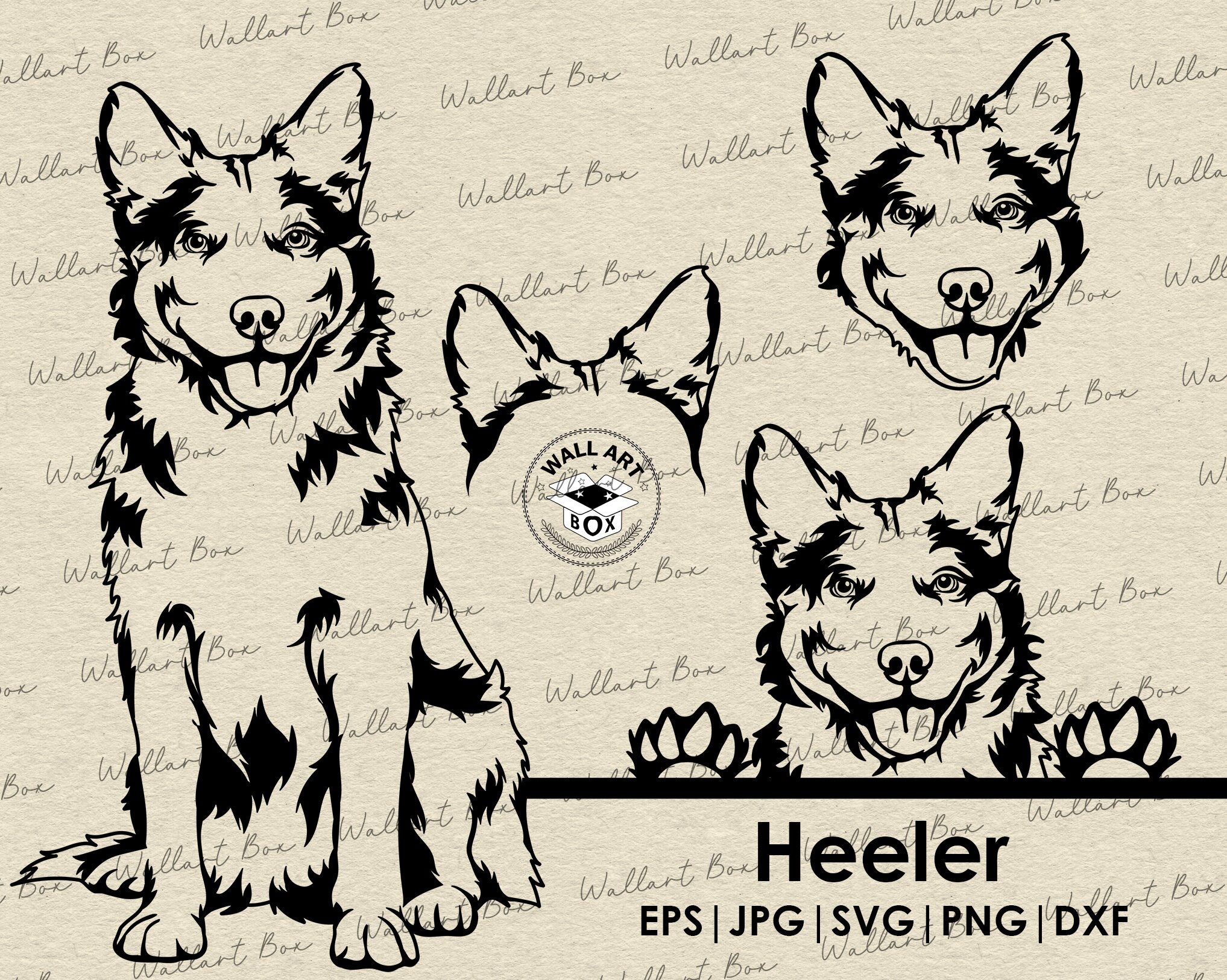 Heeler Svg Cut File Dog Peeking for Cricut Heeler Full Body - Etsy