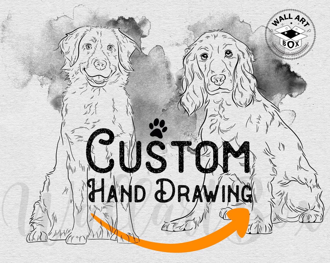 Custom Pet Ear Outline Digital Hand Drawn Dog Line Drawing - Etsy