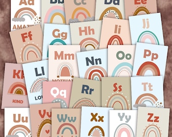 Boho Rainbow Alphabet Posters, Modern Boho Rainbow, Classroom Decor ...