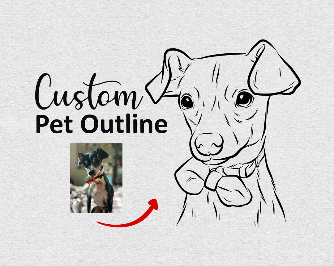 Custom Pet Outline Drawing, Dog Body Drawing, Pet Tattoo Design, Cat ...