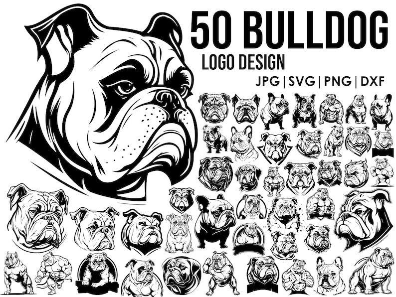 Bulldog Logo Svg Bundle Dog Svg Files for Cricut|dog Clipart Vector ...