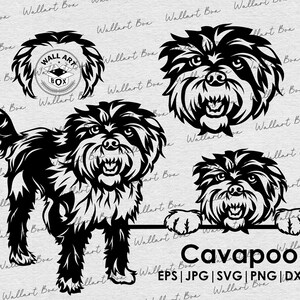 Cavapoo Dog Svg| Dog Svg Files for Cricut| Peeking Dog Clipart| Vector ...