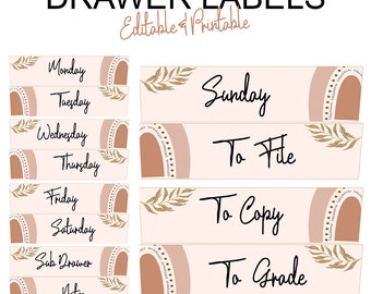 Boho Rainbow Drawer Labels (10 Cart) *editable - Etsy