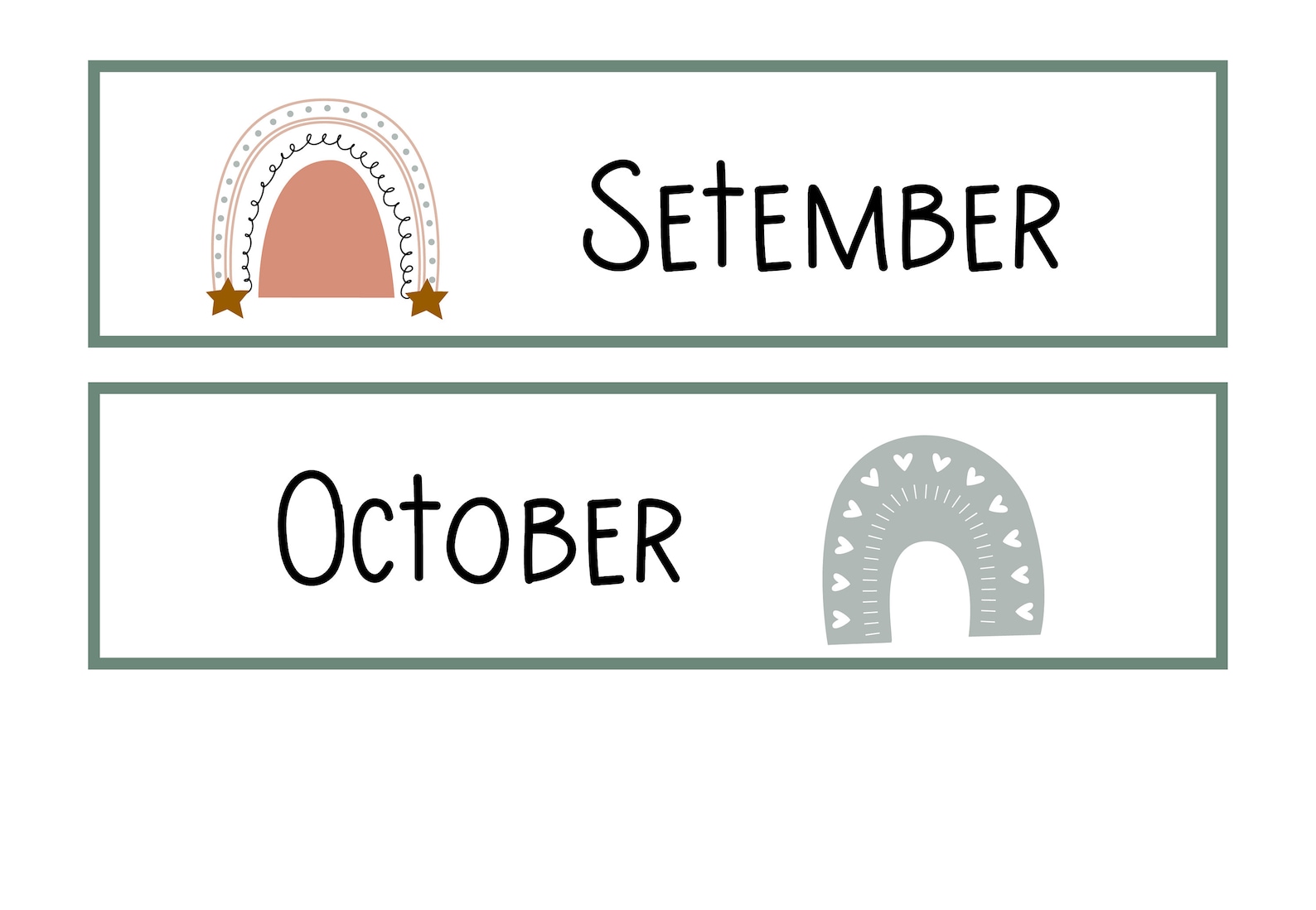 Boho Rainbow Days and Months Flashcards Desert Neutral | Etsy