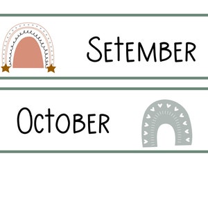 Boho Rainbow Days and Months Flashcards | Desert Neutral Classroom ...