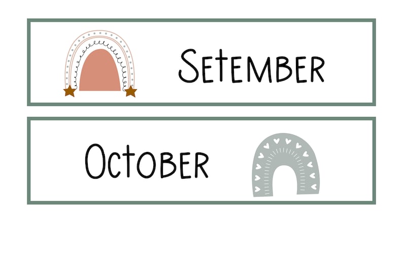 Boho Rainbow Days and Months Flashcards Desert Neutral | Etsy