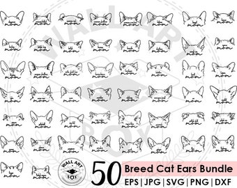 18 Cat Ear Line Drawing Clip Art and Stamps for Procreate - Etsy
